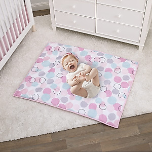 NoJo Little Love Pink, Aqua, Grey and Rose Bubble Dot - 3 Piece Crib Bedding Set - Comforter, Fitted Crib Sheet and Dust Ruffle