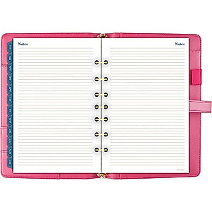 AT-A-GLANCE Faux Leather Undated Starter Set, 7-Ring, 5-1/2" x 8-1/2", Desk Size, Fashion, Raspberry (DR1118-040-27)