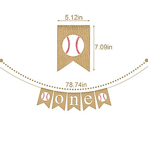 Rainlemon Jute Burlap One High Chair Banner Baseball Theme Boy Girl 1st Birthday Party Highchair Decoraiton