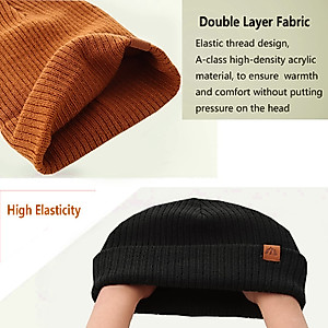 LMLALML 2 Pack Beanie for Baby Boys Soft Knit Baby Winter Hat Stripe Warm Baby Beanies Black Yellow