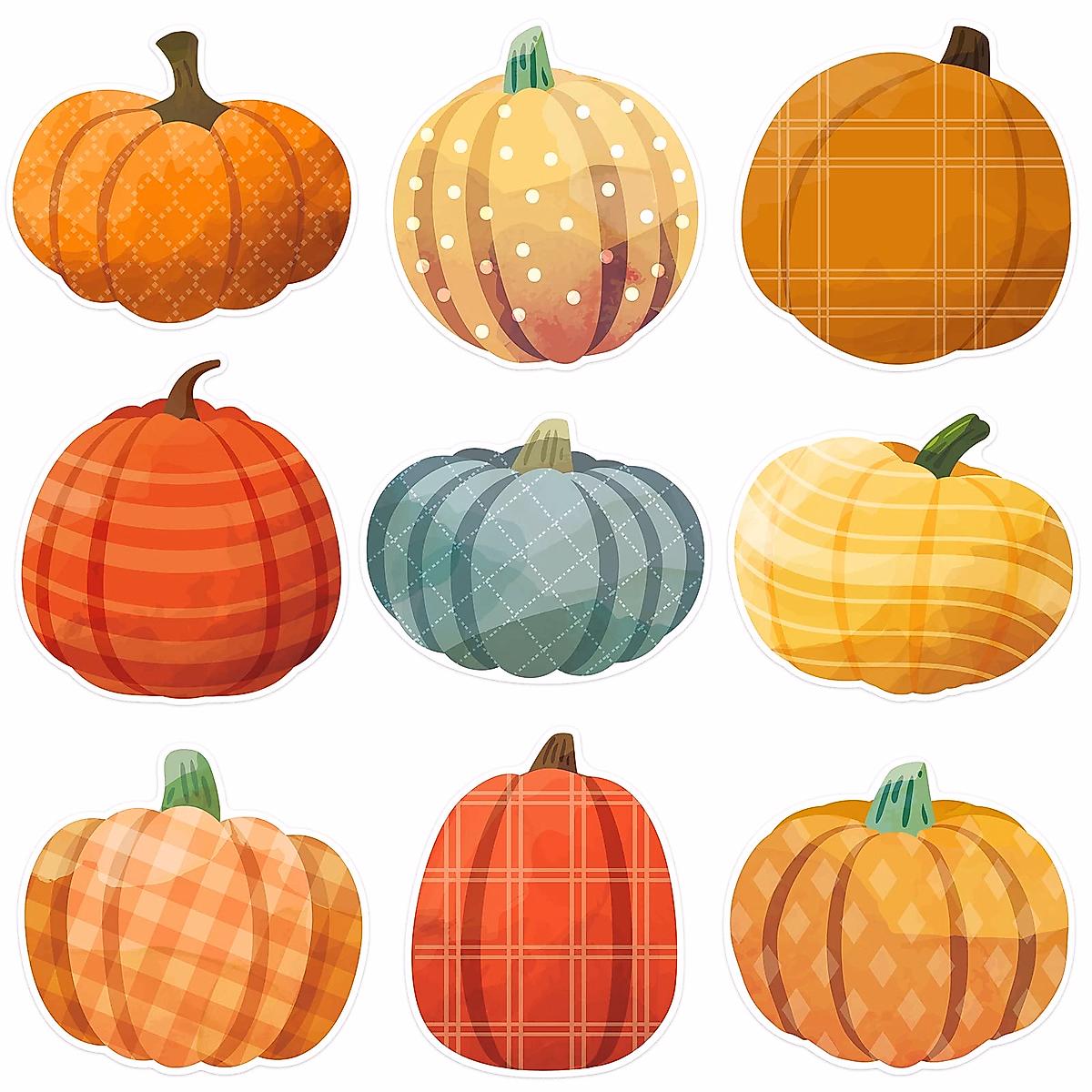 54Pcs Pumpkin Cutouts Fall Watercolor Pumpkin Cut-Outs Thanksgiving Table Place Cards Supplies Halloween Classroom Bulletin Board Set Party Hanging Decorations