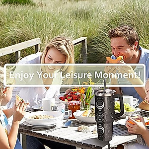 coolgood 40 Oz Boho sun moon and stars Mug Tumbler Stainless Steel Vacuum Insulated Mug with Handle Double Vacuum Travel Coffee Cup on Screw Lid and Straw