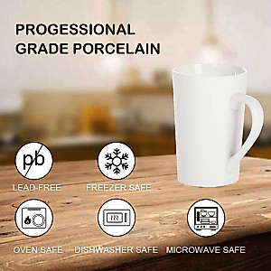 Coffee Mugs Set of 2, 13 Oz Plain White Porcelain Mugs for DIY Paint,Dishwasher Safe, Microwave Safe, Chip-free,Lead-free (2Pack)
