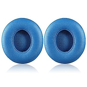 Jecobb Solo 2 Wired Replacement Earpads Ear Cushion Pads with Protein Leather and Memory Foam for Beats Solo2 Wired On-Ear Headphones by Dr. Dre ONLY (NOT FIT Solo 2/3 Wireless) (Blue)