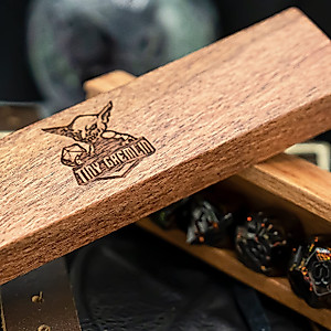 TINY GREMLIN – Cherry Wood Single Set Dice Storage Case with Magnetic Lid - Box Holds 7 Polyhedral (Metal, Resin, or Plastic) Dungeons and Dragons (DND-D&D) Role Playing Games (RPGs) Pathfinder etc.