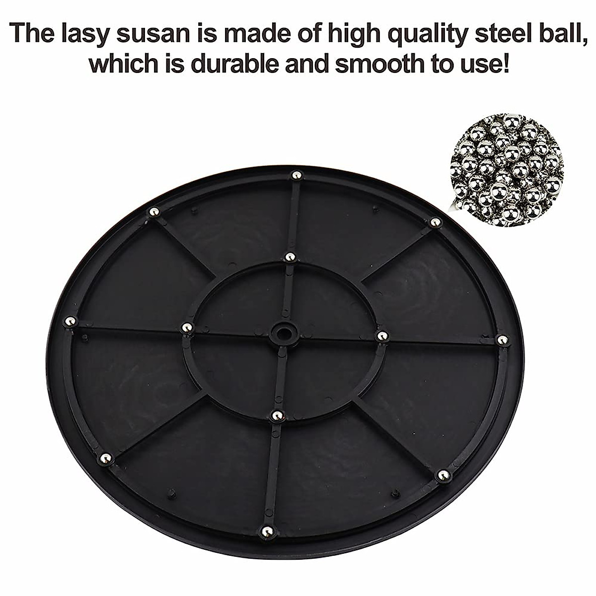 2PCS 12 inch Heavy Duty Plastic Lazy Susan Turntable Stand, Black Lazy Susan Hardware, Large Lazy Susan Rotating Swivel with Steel Ball Bearings Stand for Monitor, TV, Potted Plants