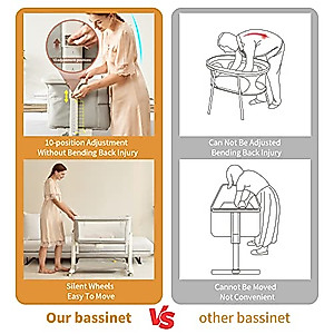 VaVaSoo Rocking Bassinet for Baby Electric Bassinet Bedside Sleeper 2 Rocking Motion Baby Crib Co Sleeper for Newborn Baby 10 Height Adjustable,White