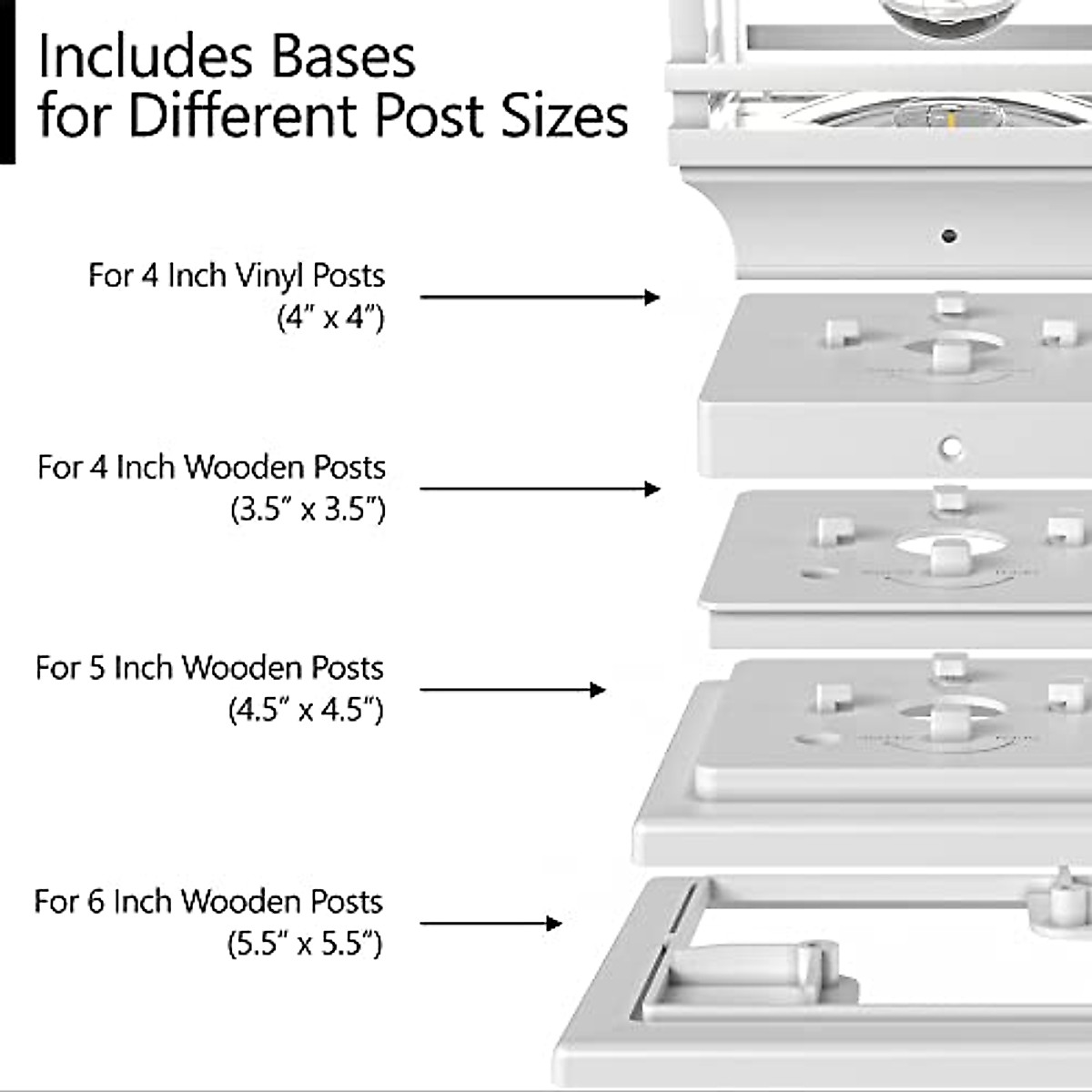Davinci Lighting Edison Solar Outdoor Post Cap Lights - 4x4 5x5 6x6 - Bright LED Light for Fence Deck Garden or Patio Posts - Pearl White (1 Pack)