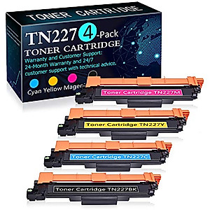 4 Pack (BK+C+Y+M) TN227 Toner Replacement for Brother HL-L3210CW HL-L3230CDW HL-L3230CDN HL-L3270CDW HL-L3290CDW MFC-L3710CW MFC-L3730CDW MFC-L3750CDW MFC-L3770CDW DCP-L3510CDW DCP-L3550CDW Printers