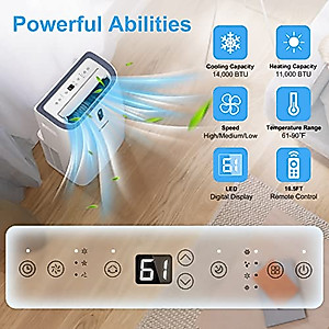 Wiytamo 14,000 BTU Portable Air Conditioners for Rooms Up to 700 Sq.Ft, 4-in-1 Portable AC Unit, Heat, Dehumidifier & Fan with Remote Control, Auto Swing, LED Display, Window Installation Kit Included