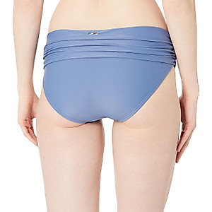 Tommy Hilfiger Women's Foldover Full Coverage Bikini Bottom, Harbor Blue Solid, S