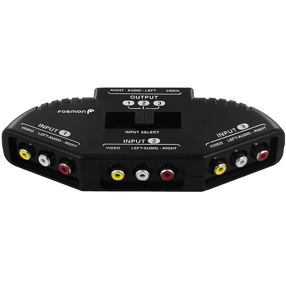 Fosmon A1602 RCA Splitter with 3-Way Audio, Video RCA Switch Box + RCA Cable for Connecting 3 RCA Output Devices to Your TV