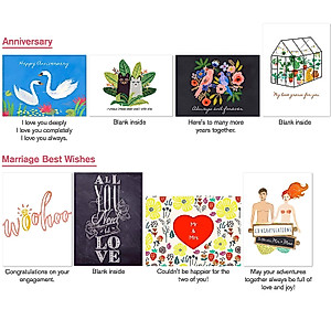 Fresh & Lucky 40 Greeting Cards Assortment Box all Occasion With White Envelopes - 4" x 6" Folded Thick Cards With Colorful, Funny Unique Designs