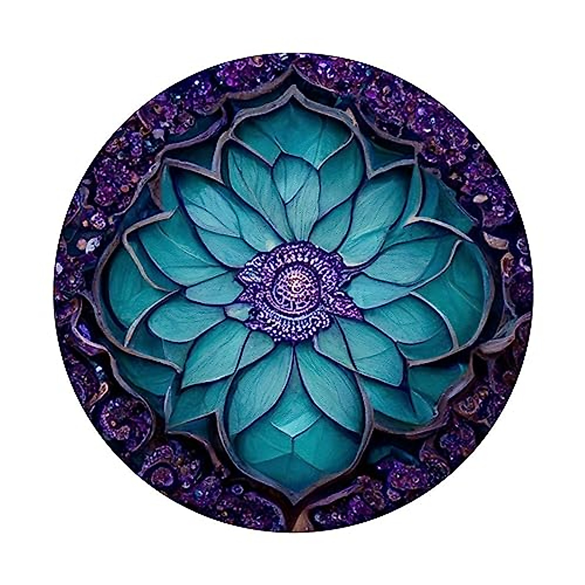 Teal Purple Mandala Pattern PopSockets Standard PopGrip