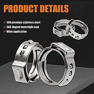 Pex Clamps, 50pcs 3/8 Inch 304 Stainless Steel PEX Cinch Crimp Rings Pinch Clamps for PEX Tubing Pipe Fitting Connections (3/8 Inch)