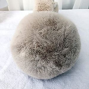 JIAHG Women Girls Plush Rabbit Ear Winter Earmuffs Soft Faux Fur Ear Warmers Adjustable for Adults Kids Thermal Ear Cover Muffs