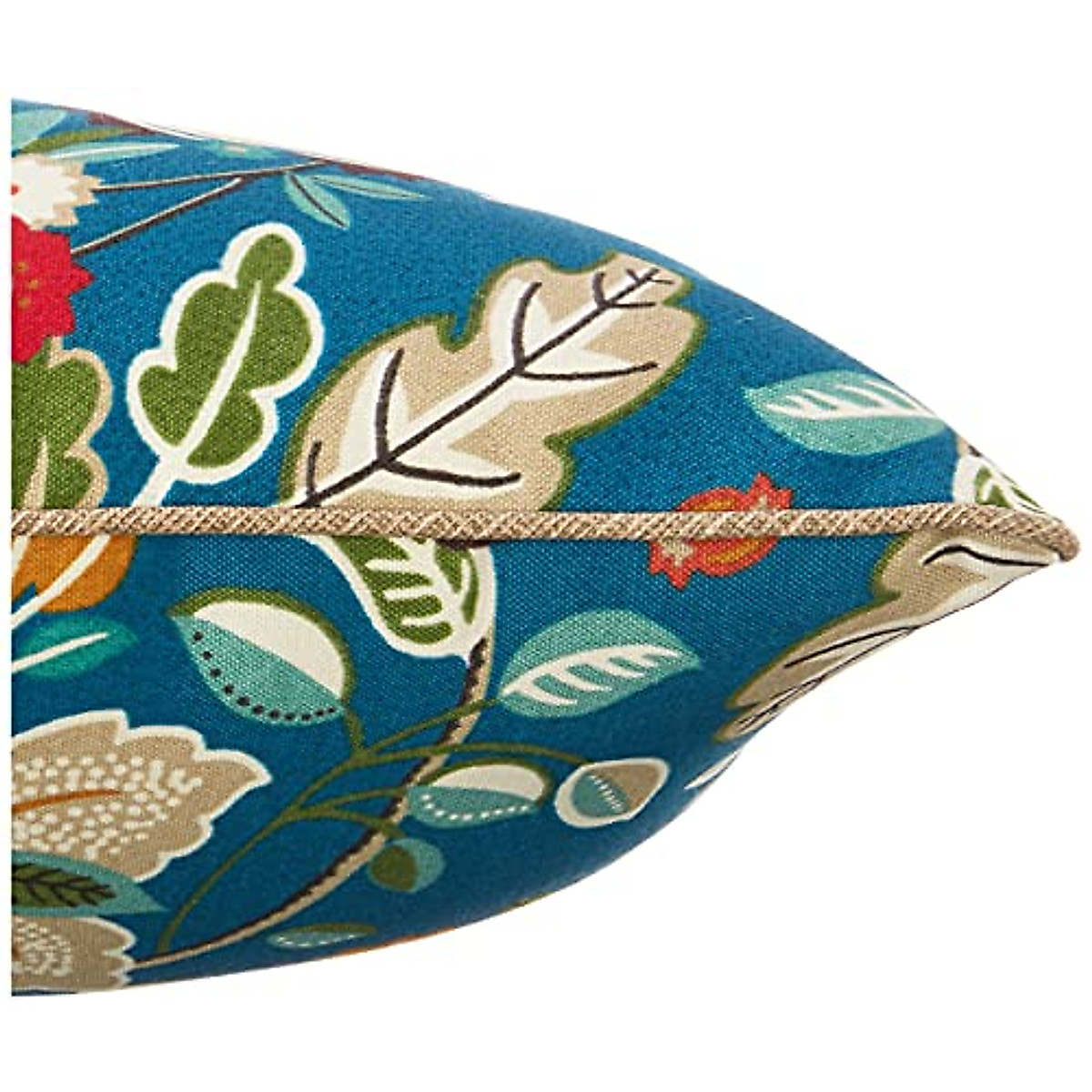 Pillow Perfect 563008 Floral Outdoor Throw Accent Pillow Plush Fill, Weather, and Fade Resistant, 2 Count (Pack of 1), Blue/Tan Telfair