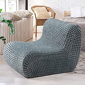 ALIMORDEN Accent Bean Bag Couch for Adult, Soft Plush Lounge Chair Lazy Leisure Sofa for Living Room, Bedroom, Salon, Office, Grey