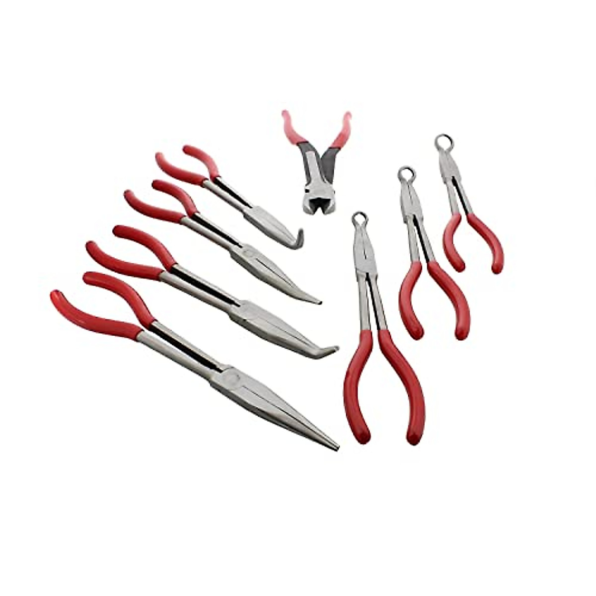 ABN 11in Plier 8-Piece Set – Long Reach Circle, Power Diagonal Cutting, S-Shape, Angled, and Straight Nose Pliers