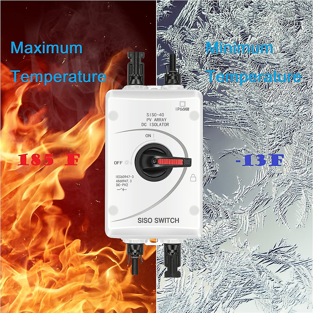 SolarEnz Solar Combiner Box 32A PV DC Isolator Switch DC Disconnect With Solar Connector Waterproof IP66 for RVs, Boats, and Off/On-Grid Solar Power System, Residential, Commercial Solar Installations