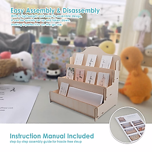 AnairsMo 3 Tier Greeting Card Display Stand, Wooden Display Stand, Card Display Stand, Portable Cardboard Sticker Display Stand for Vendors, Retail Counter, Table Display, Trade Shows, Showcase