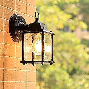 Modern Simplicity Sconce Wall Lamp Small Black Square Wall Lights Outdoor Waterproofing E27 Base Wall Lighting No Need to Assemble for Balcony Garden Courtyard Gate