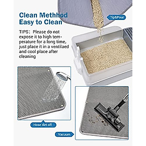 Fostanfly Cat Litter Mat, Large Urine Proof Litter Box Mat, Double Layer Easy Clean Machine Washable Litter Trapping Mat, Waterproof Leakproof Anti-Slip, Scatter Control Kitty Litter Mats for Floor…