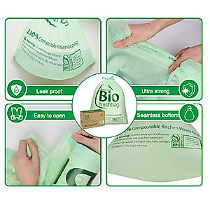 8 Gallon Compostable Trash Bags, 50 Count Drawstring Trash Bags Biodegradable, Heavy Duty Extra Thick Compost Bags, Kitchen Food Scrap Waste Bag, US BPI and OK Compost Home Certified