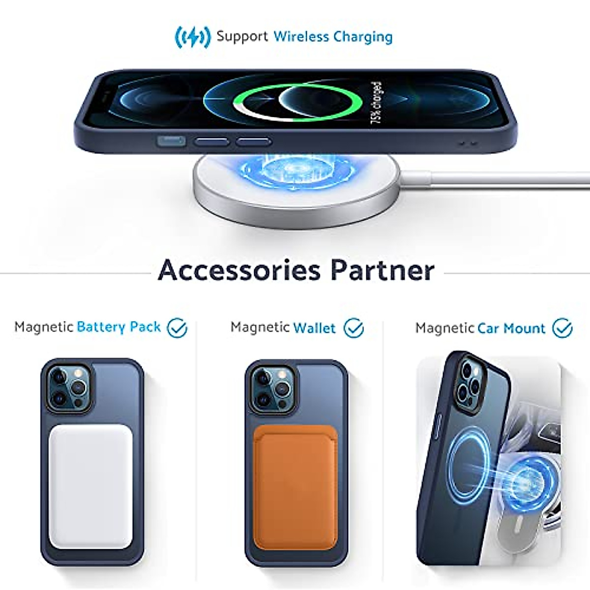 Anqrp Designed for iPhone 12 Pro Max Case, [Support Magsafe] Soft Silicone Slim Anti-Scratch Case for iPhone 12 Pro Max 6.7 inch, Blue