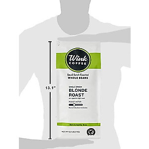 Wink Blonde Roast Whole Bean Coffee, Large 2.2 Pound Bag, 100% Arabica Coffee Beans, Single Origin Colombian, Smooth, Light, and Complex