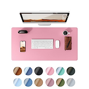 YSAGi Leather Desk Pad Protector, Office Desk Mat, Large Mouse Pad, Non-Slip PU Leather Desk Blotter, Laptop Desk Pad, Waterproof Desk Writing Pad for Office and Home (Pink, 35.4" x 17")