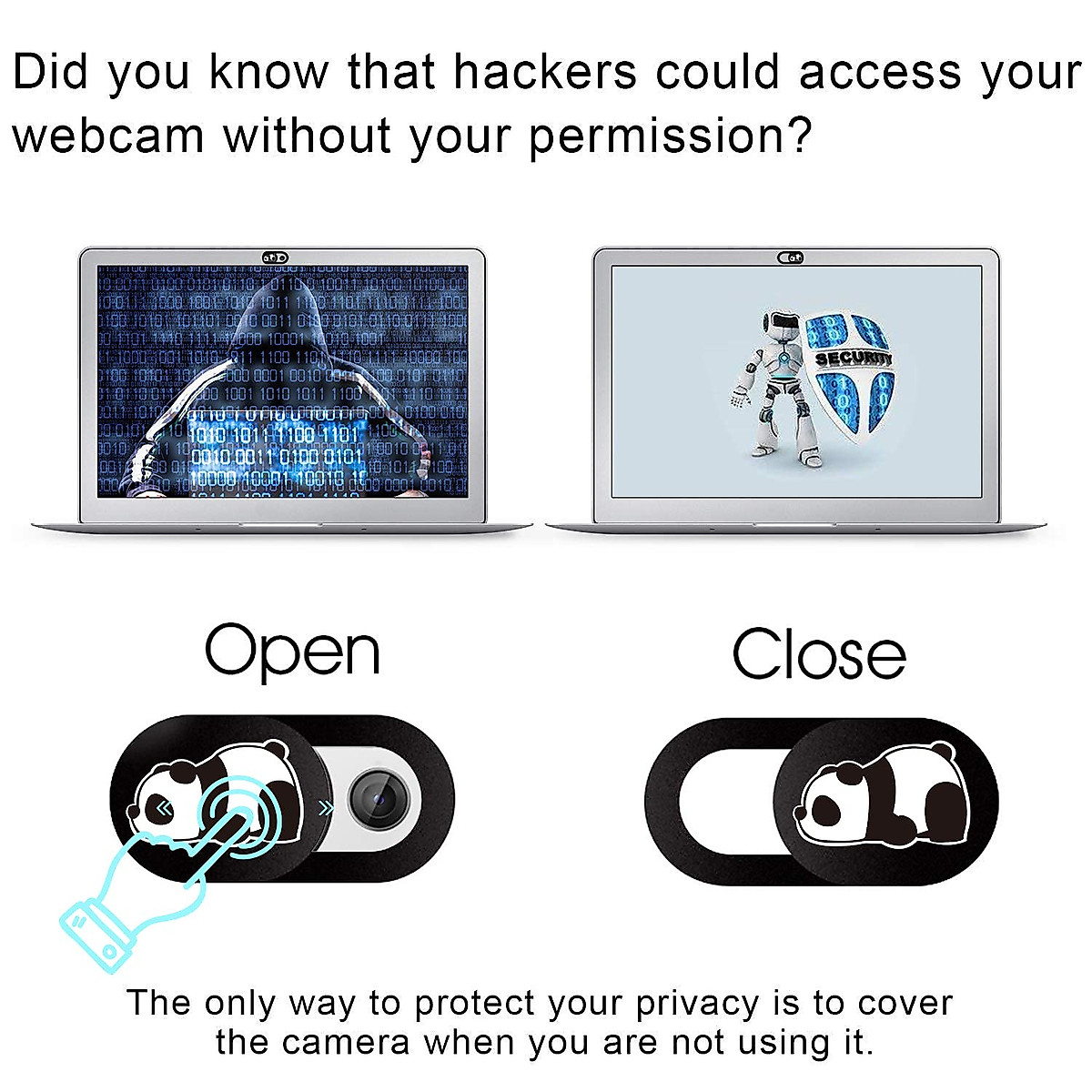 SIREG Webcam Cover Slide Ultra Thin - Cute Panda Web Camera Cover fits Laptop,Tablet,Computer, Smartphone, Protect Your Privacy and Security,Strong Adhesive