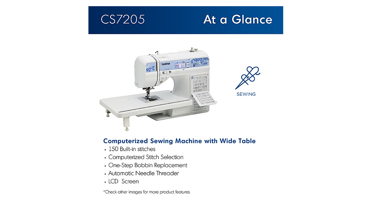 Brother CS7205 Computerized Sewing Machine with Wide Table, 150 Built ...