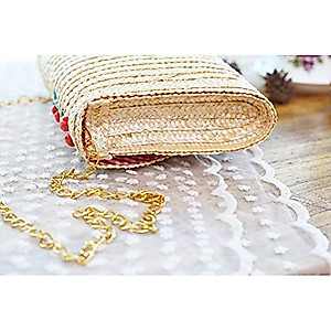 TENDYCOCO Crossbody Bag Straw Bag Shoulder Bag Cherry Print Summer Beach Cute for Women