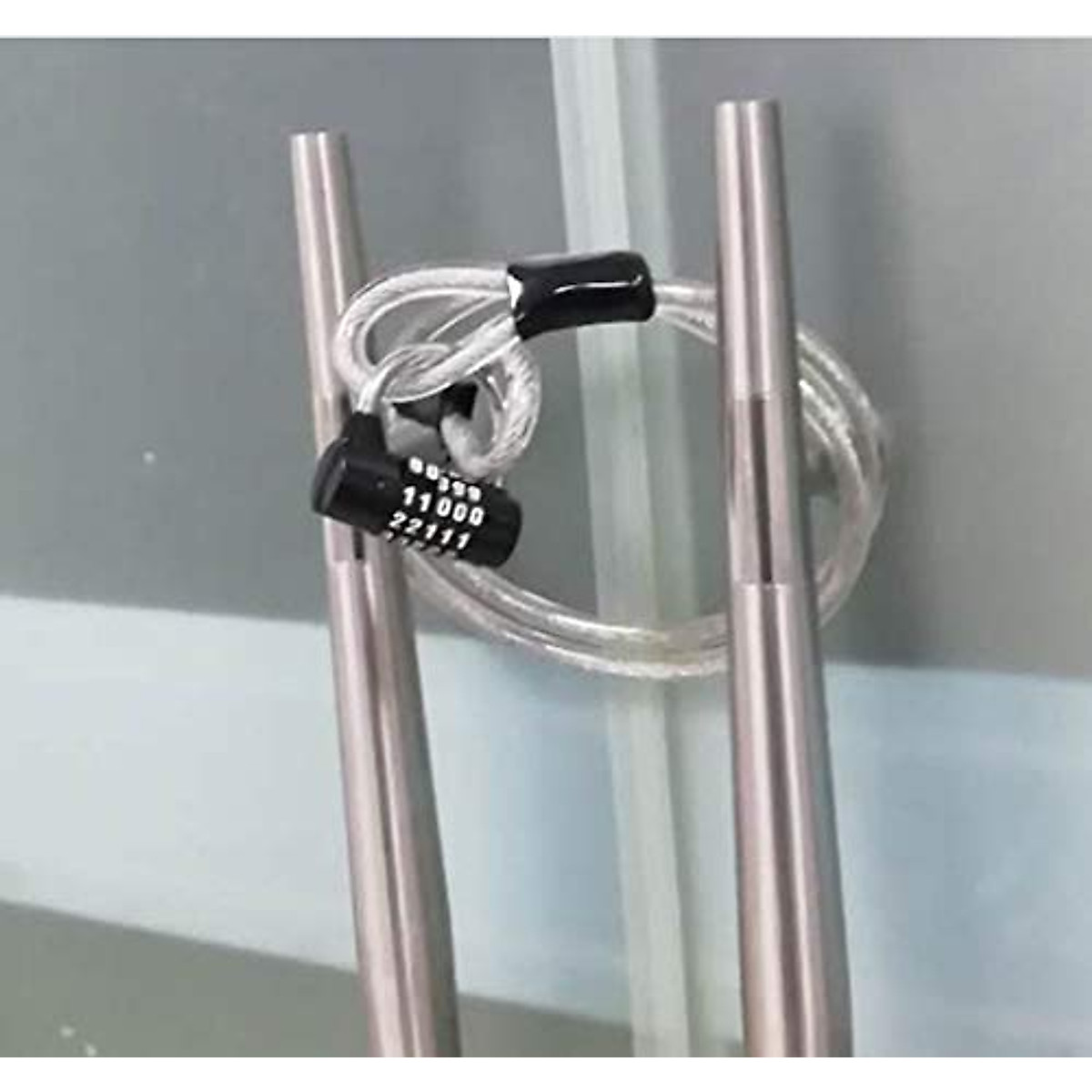 Stainless Steel Safety Cable,Double Loop Braided Steel Cable Flexible Lock Cable Lock 3/8 inch U-Lock,Padlock,Transparent Wire Rope with Ring, Electric Door, Bicycle,Glass Door Lock, Door Handle，