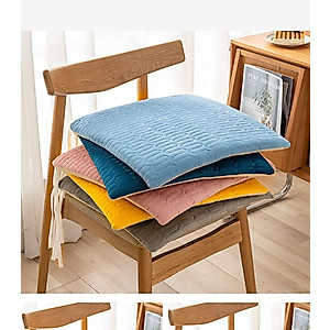 Dining Chair Pads Breathable Memory Foam Non-Slip 17.7" x 17.7" x 1.4" Home Kitchen Office Square Seat Cushions with Ties and Machine Washable Covers (4,Blue)