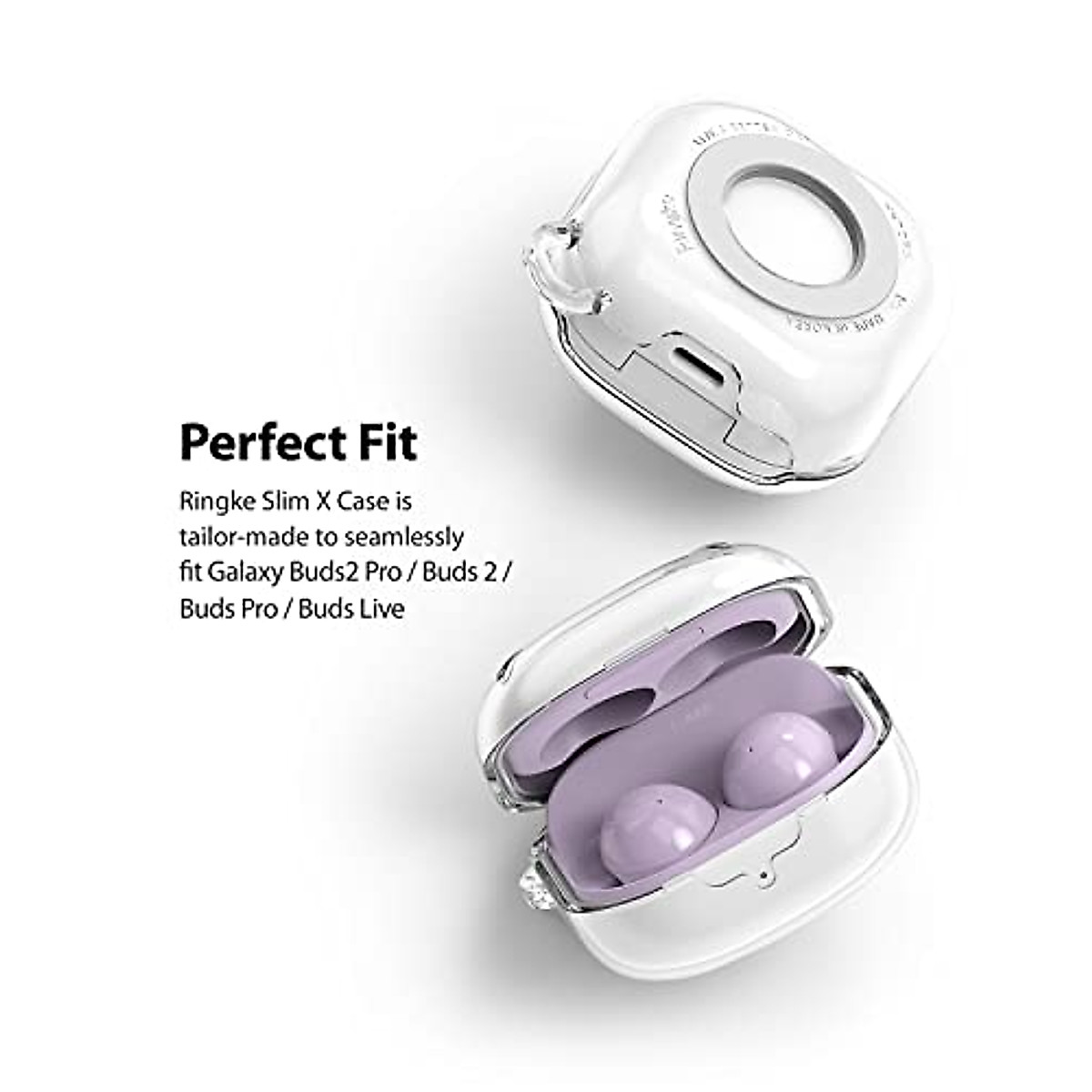 Ringke Slim-X Compatible with Samsung Galaxy Buds 2 Pro Case, Galaxy Buds 2 Case, Galaxy Buds Pro Case, and Galaxy Buds Live Case, Protective Sturdy Solid Cover for Galaxy Buds2 Pro - Clear