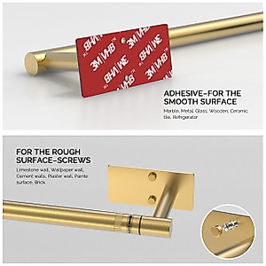 WZKALY Paper Towel Holder Under Cabinet, Self Adhesive or Wall Mounted SUS304 Stainless Steel Paper Towel Holder for Kitchen, Bathroom, Farmhouse, Barbecue and Laundry (Brushed Gold)