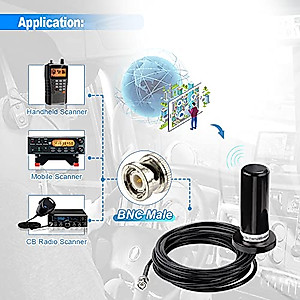 wlaniot Vehicle/Car Mobile Radio VHF/UHF Dual Band Antenna BNC Male Connector Magnetic Base Mount 5M RG58 Cable for BC125AT Scanner