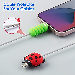 SUNGUY Cute Animal Bite Cable Protector for iPhone iPad Charger, 5 Pack USB Cable Protector, Charging Cord Protector, Cable Chomper, Fruit USB Charger Saver