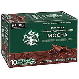 Starbucks Flavored Coffee K-Cup Pods, Mocha Flavored Coffee, Made without Artificial Flavors, Keurig Genuine K-Cup Pods, 10 CT K-Cups/Box (Pack of 3 Boxes)