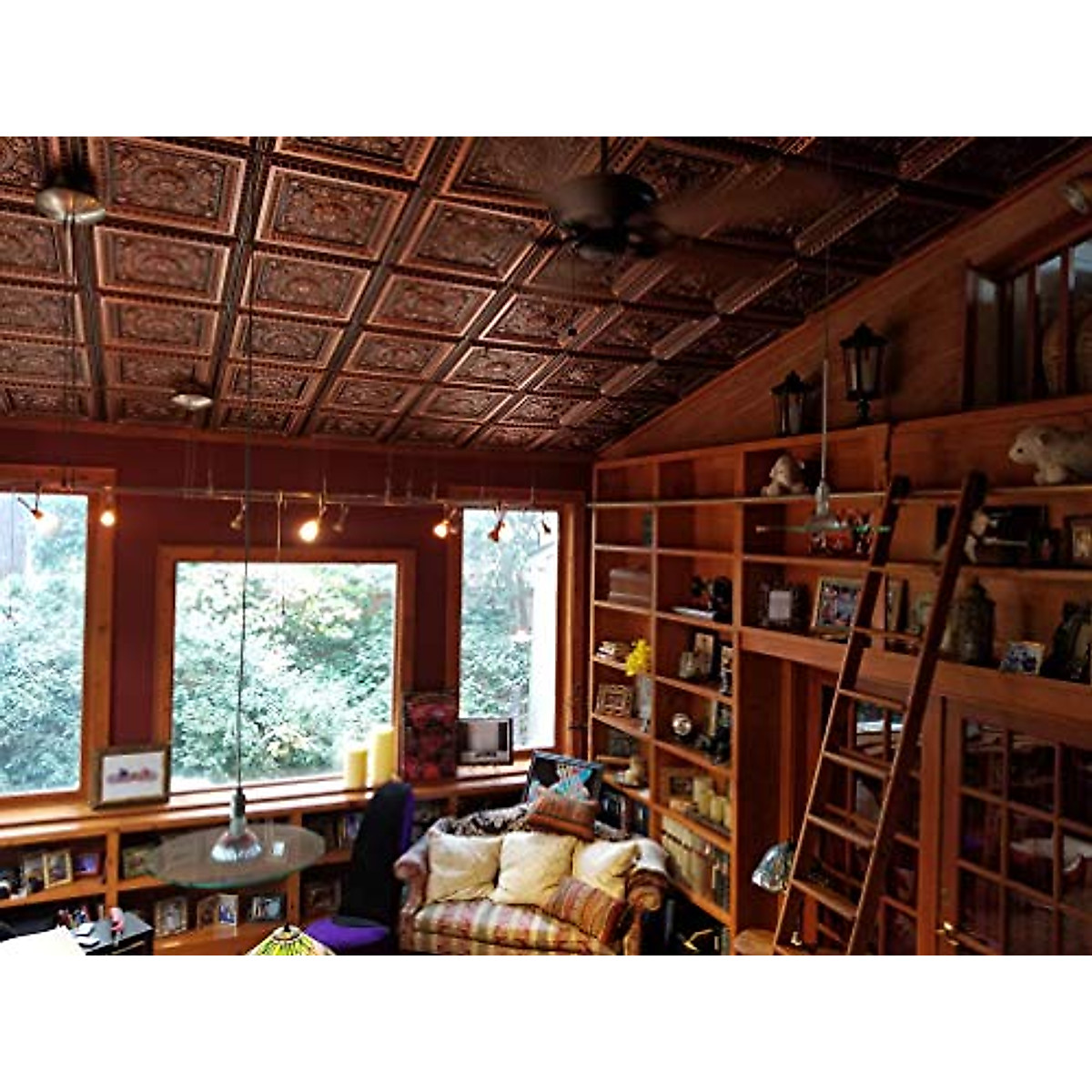 La Scala-Faux Tin Ceiling Tile - Antique Copper 25-Pack