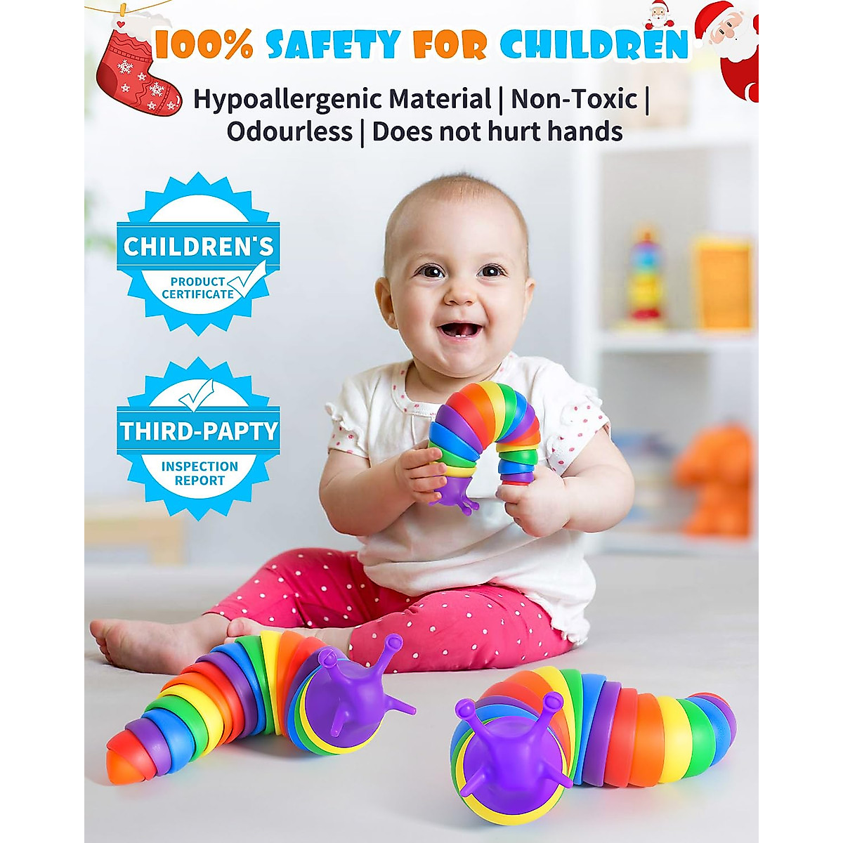 Sensory Fidget Toys for Kids and Adults, Slug Sensory Toys for Autistic Children Baby & Toddler Bluey Toys, Slinky Fidget Toys Adults Fidgets for Classroom Toys Toddler Toys for Children Age 3+