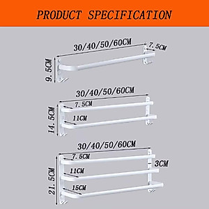 Towel Rails Wall Mounted with 2 Hooks Space Aluminum Towel Rack Bathroom,Towel Holder for Bathroom Hotel Kitchen White 3 Layer 40cm