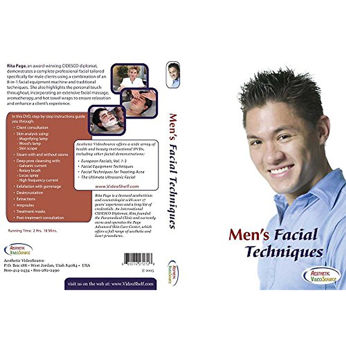 Men's Facial Techniques Training DVD by Rita Page, Esthetician. Learn How To Do Professional Skin Care Facials, Face Massage, Techniques & Equipment. Great Instruction. Facial Rejuvenation Cosmetology Video Course - Aesthetic VideoSource (2 Hrs. 18 Mins.)