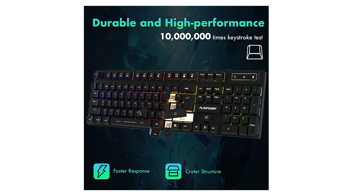 FLAGPOWER RGB Gaming Keyboard & Breathing Mouse Combo | 4 Colors Backlit