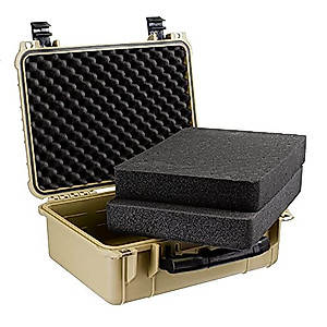 Eylar Standard 16" Gear, Equipment, Hard Camera Case Waterproof with Foam TSA Standards (Tan)