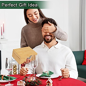 JIGCEN Bamboo Wooden Storage Box Set with LED Lights Combination Lock