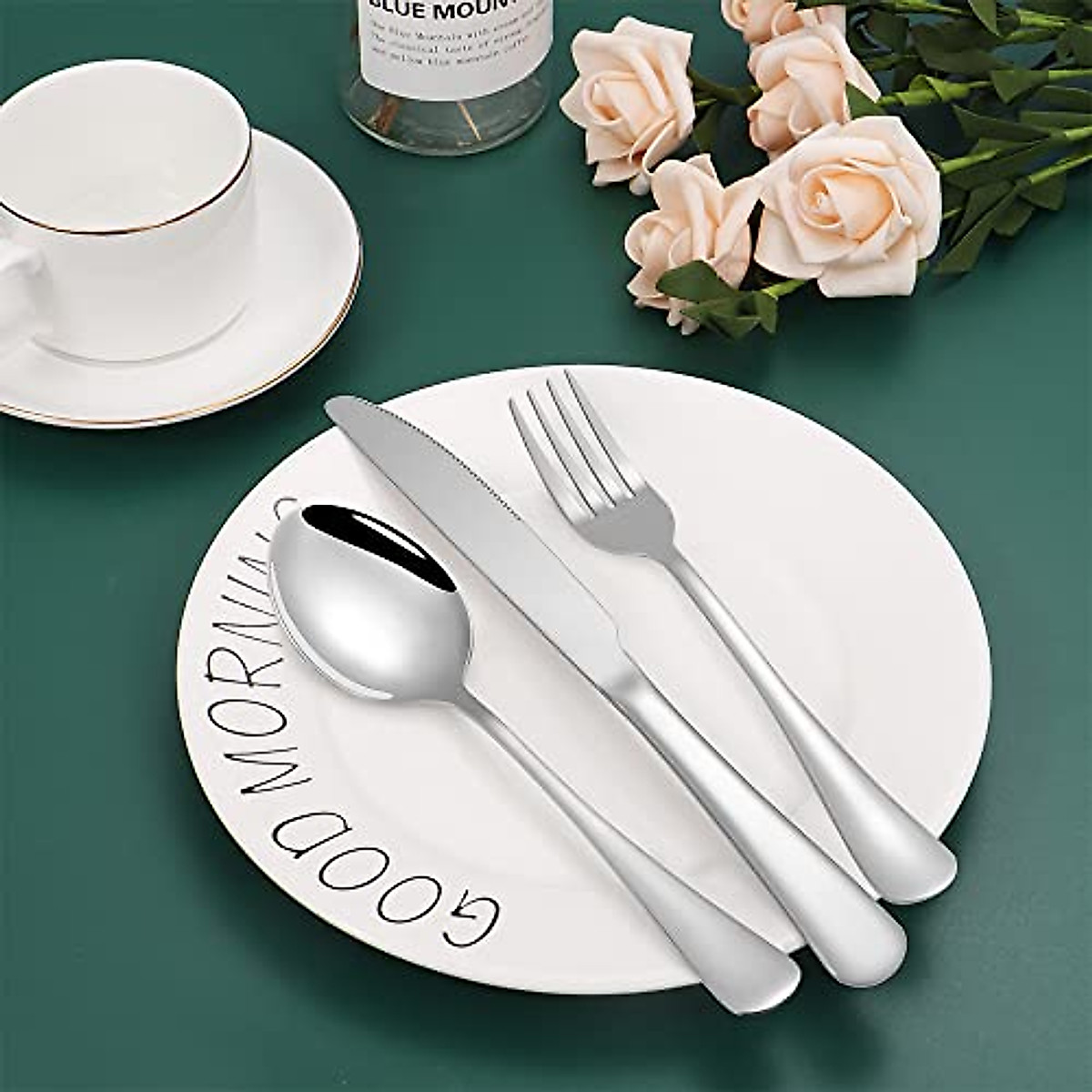16-Piece Dinner Spoon set,7.3" Tablespoons,Silverware Spoons,Food Grade Stainless Steel Spoons Set for Eating Soup,Cereal - Mirror Polished Dishwasher Safe,Metal Spoons for Everyday Use