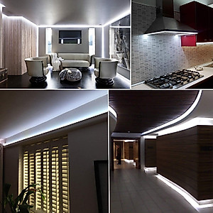 SURNIE Rope Lights Outdoor Waterproof Daylight-White: 540 LEDs 50ft Cuttable Outside Bright 110V Lighting 6000K Connectable Flexible Plug Thick Cool Clear Tube - Indoor Deck Patio Xmas Camping Décor